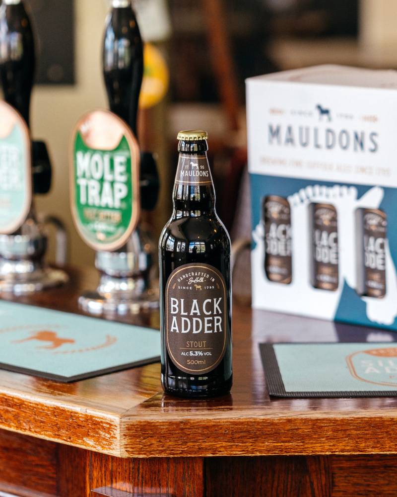 12 Bottle Case of Black Adder - A dark, bitter stout from Mauldons ...